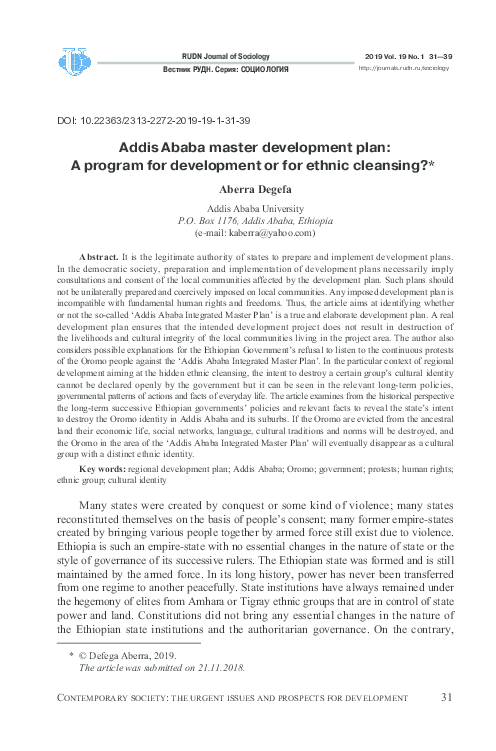 (PDF) Addis Ababa master development plan: A program for development or ...