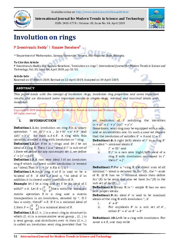 (PDF) Involution on rings