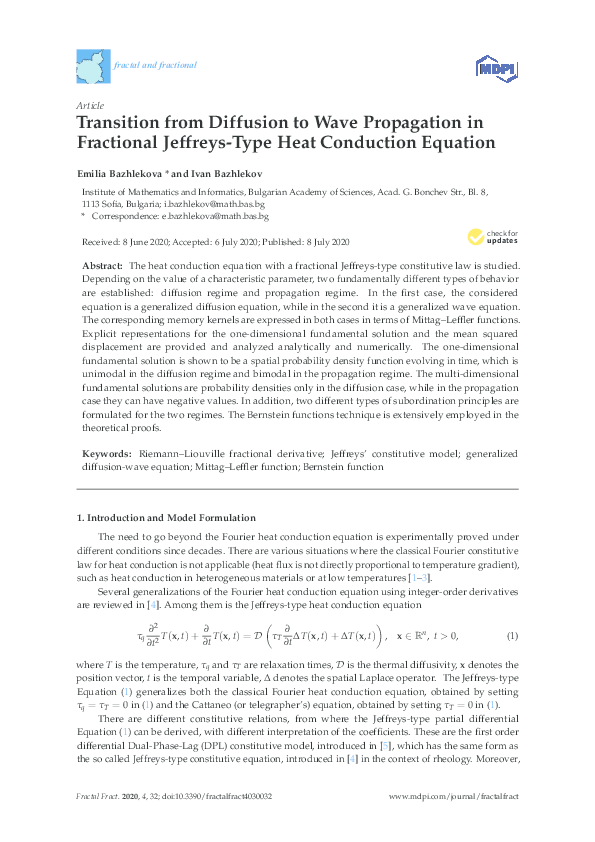 (PDF) Transition from Diffusion to Wave Propagation in Fractional ...