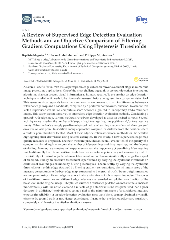 Pdf A Review Of Supervised Edge Detection Evaluation Methods And An Objective Comparison Of