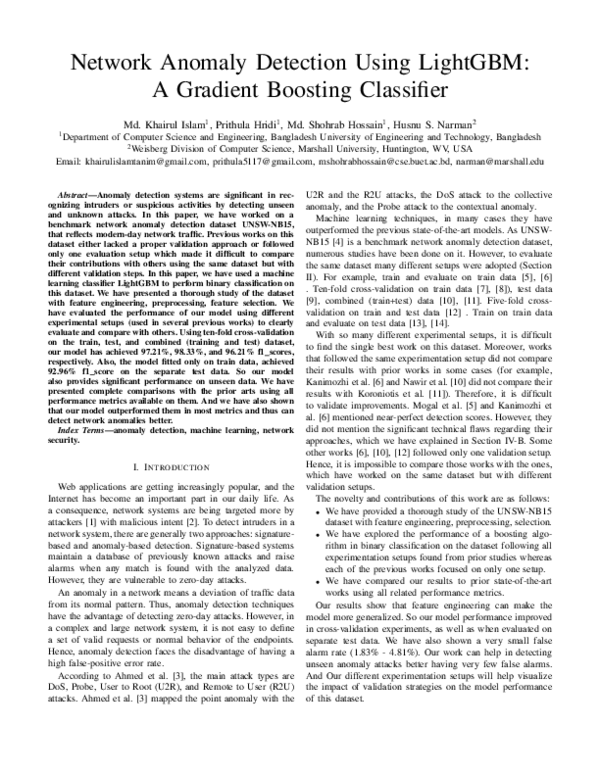 Pdf Network Anomaly Detection Using Lightgbm A Gradient Boosting