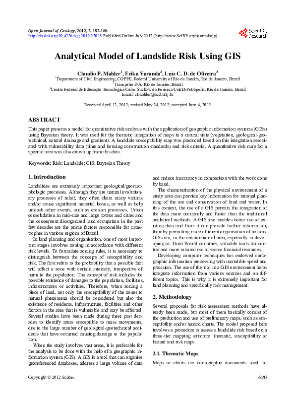 (PDF) Analytical Model of Landslide Risk Using GIS