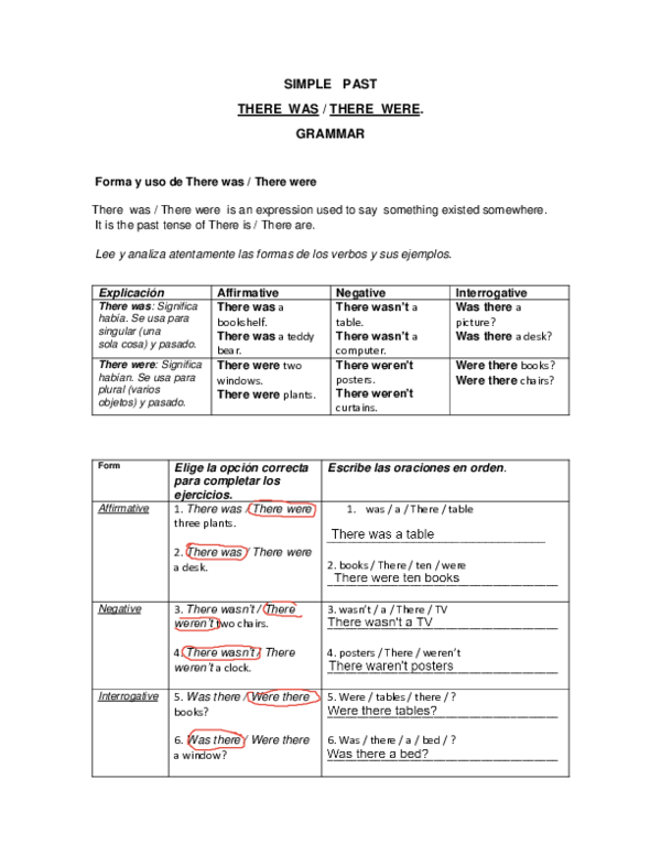 (PDF) THERE WAS, THERE WERE. GRAMMAR