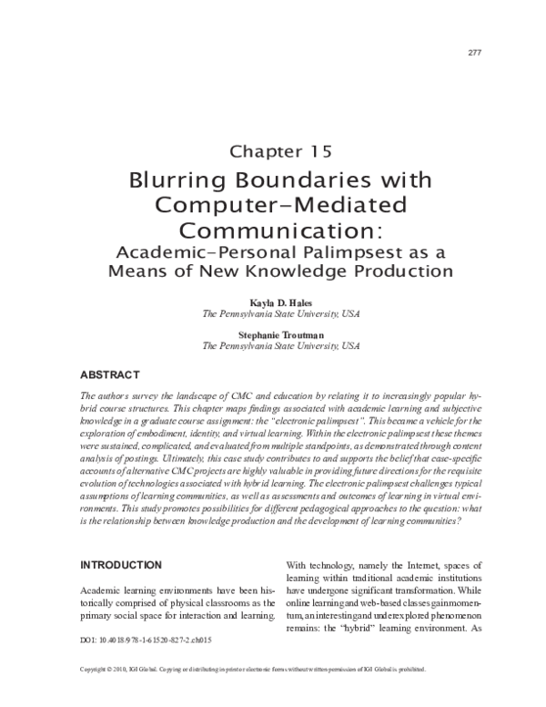 (PDF) Blurring Boundaries with Computer-Mediated Communication