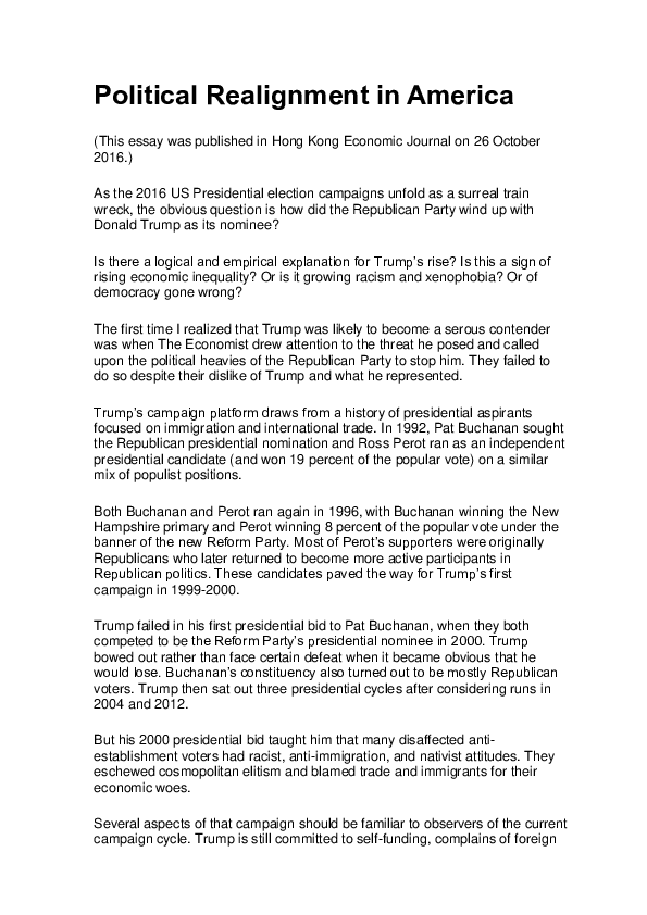 (PDF) Political Realignment in America