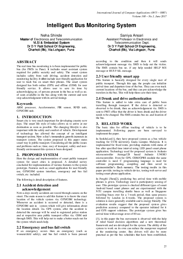 (PDF) Intelligent Bus Monitoring System