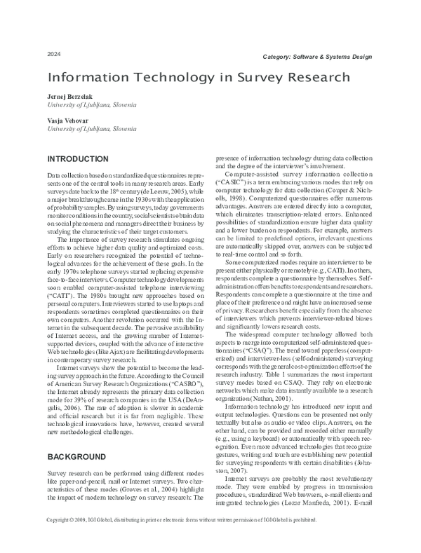(PDF) Information Technology in Survey Research