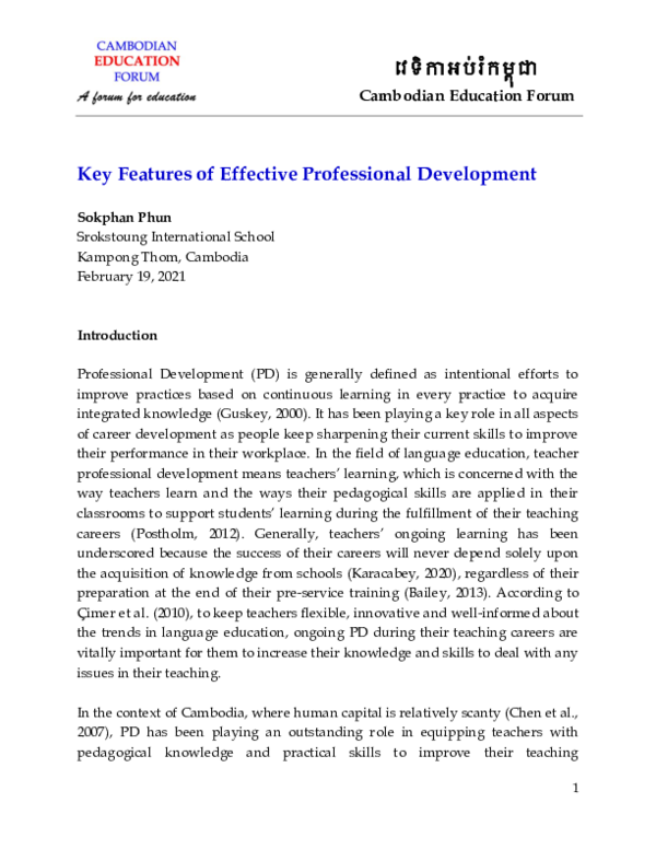 (PDF) Key Features of Effective Professional Development