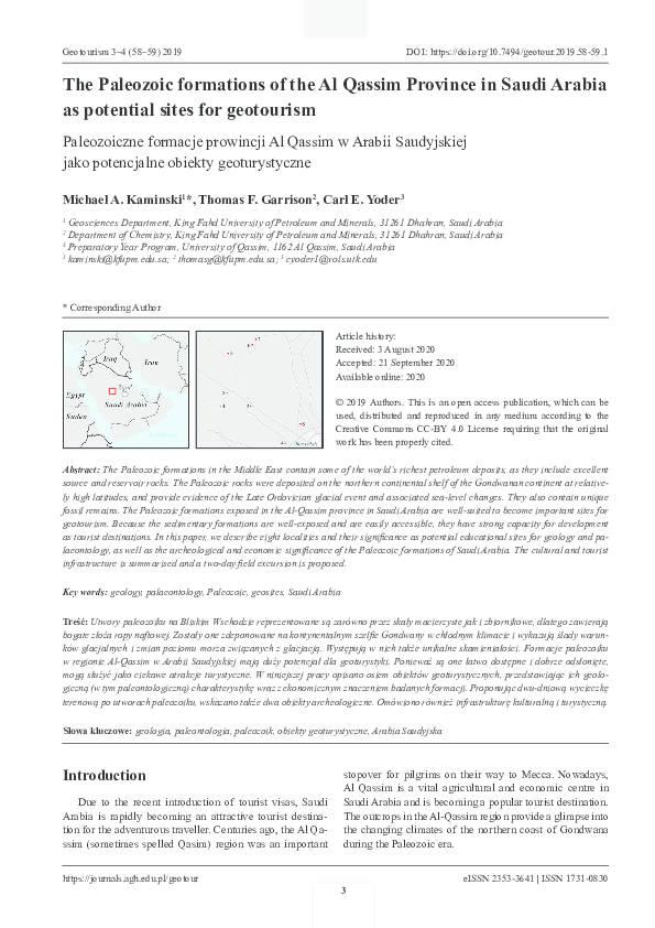 (PDF) The Paleozoic formations of the Al Qassim Province in Saudi ...