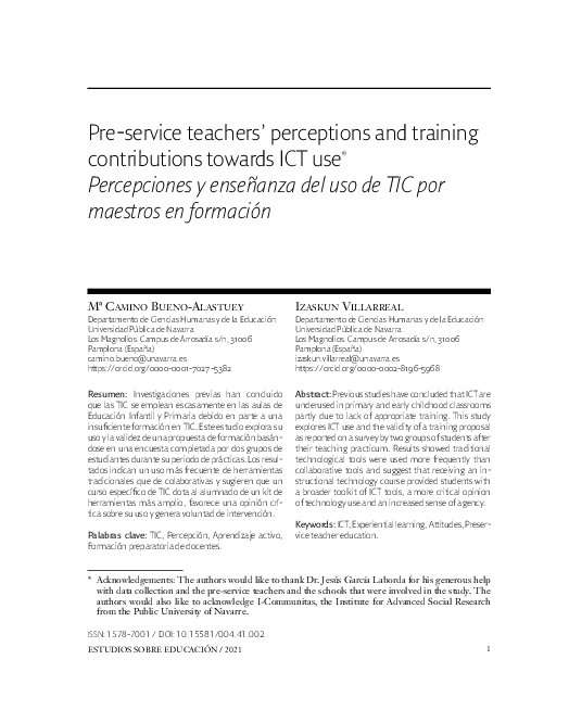 Pdf Pre Service Teachers Perceptions And Training Contributions Towards Ict Use