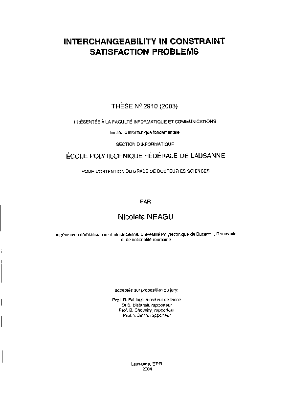 (PDF) Studying Interchangeability in Constraint Satisfaction Problems