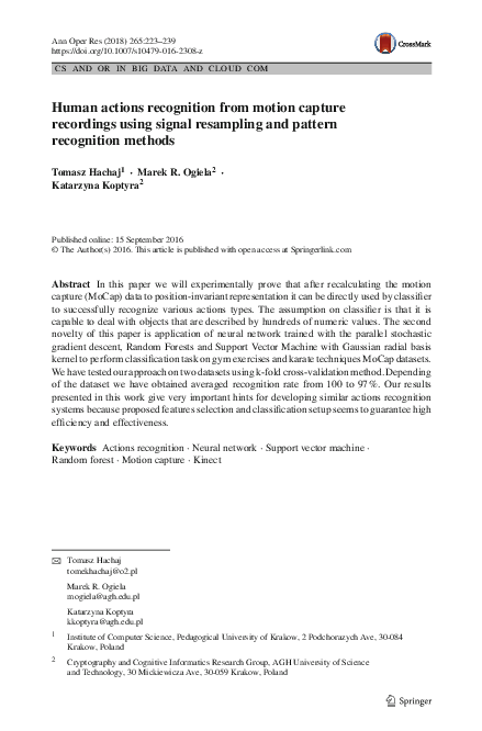 (PDF) Human actions recognition from motion capture recordings using signal resampling and ...