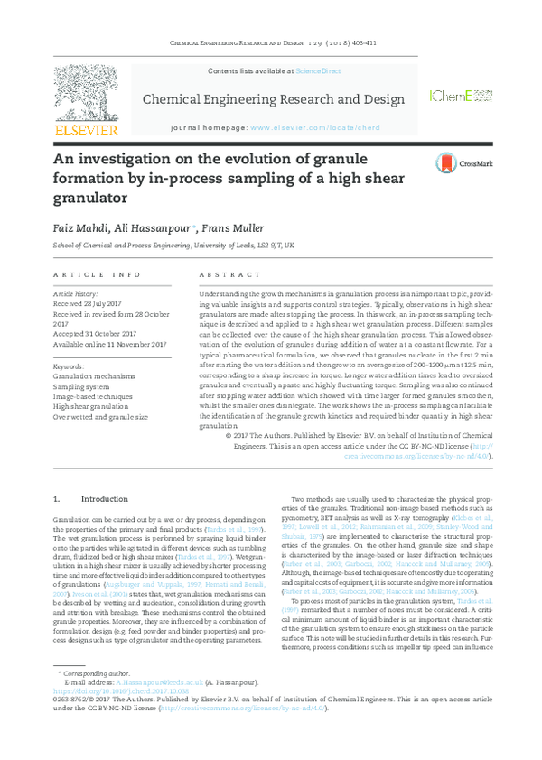 (PDF) An investigation on the evolution of granule formation by in ...