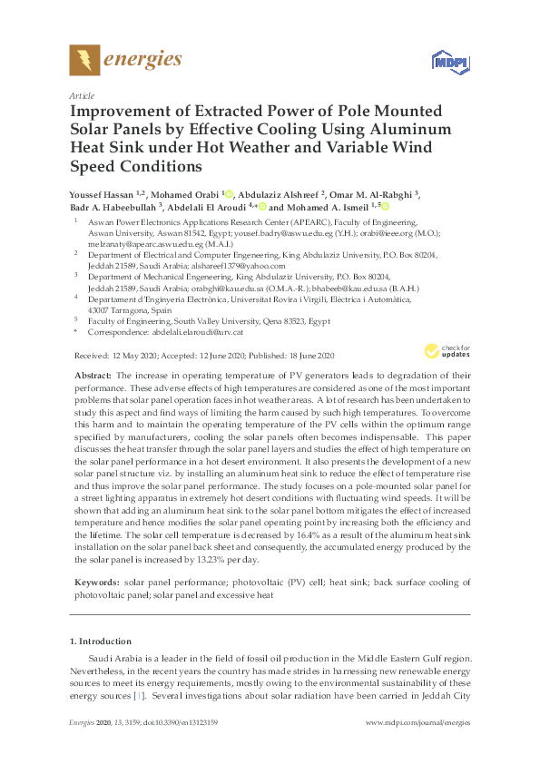 (PDF) Enhancing Solar Panel Efficiency via Cooling