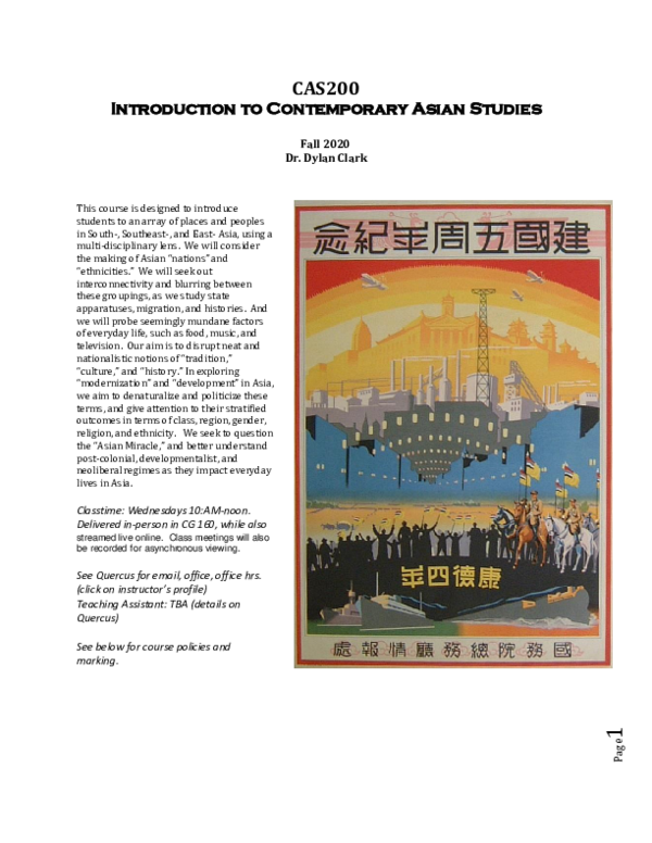 (PDF) CAS200 Syllabus. Introduction to Contemporary Asian Studies ...