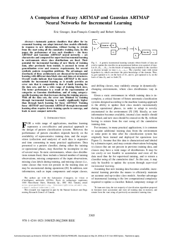 Pdf A Comparison Of Fuzzy Artmap And Gaussian Artmap Neural Networks For Incremental Learning 5123