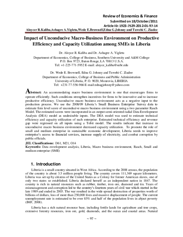 (PDF) Impact of Unconducive Macro-Business Environment on Productive ...