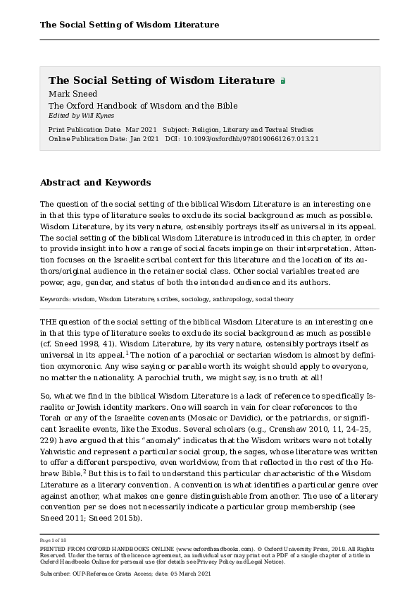 PDF The Social Setting Of Wisdom Literature Mark Sneed Academia edu pdf-the-social-setting-of-wisdom-literature-mark-sneed-academia-edu