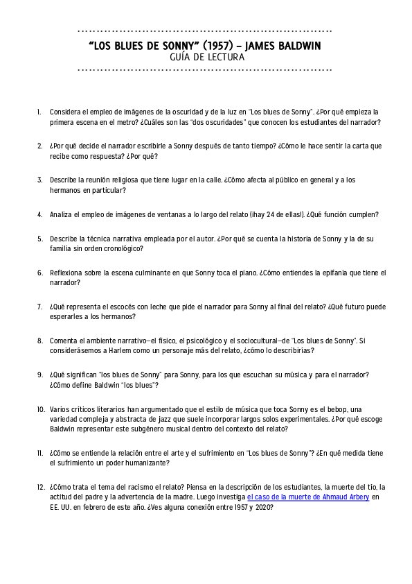 (PDF) "Los blues de Sonny" (1957) - James Baldwin