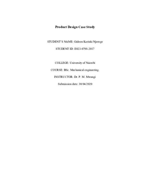 (DOC) Product Design Case Study