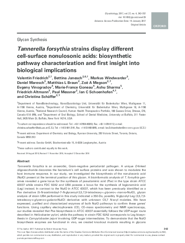(PDF) Tannerella forsythia strains display different cell-surface ...