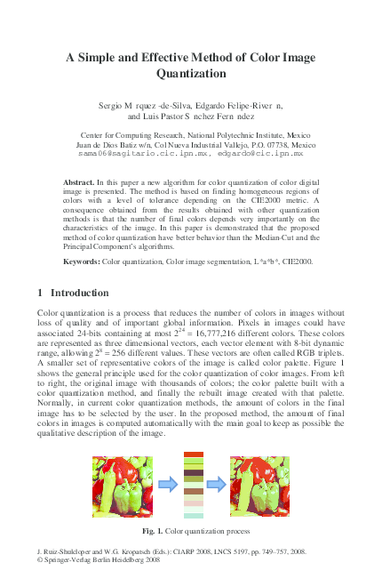 Pdf A Simple And Effective Method Of Color Image Quantization 