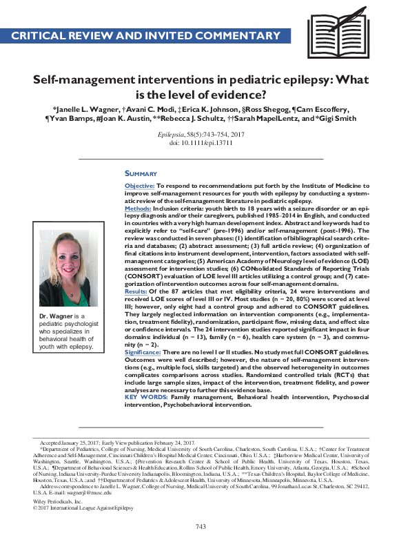 (PDF) Self-management interventions in pediatric epilepsy: What is the ...