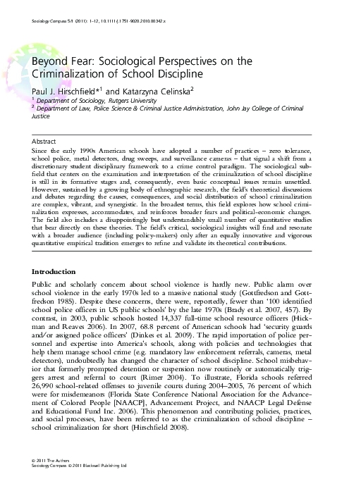 (PDF) Beyond Fear: Sociological Perspectives on the Criminalization of ...