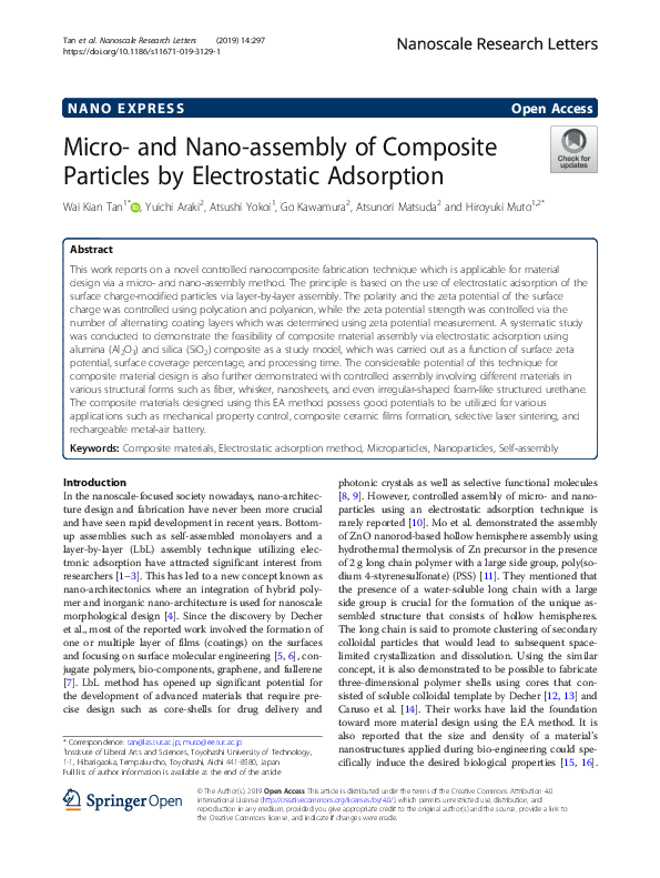 (PDF) Micro- and Nano-assembly of Composite Particles by Electrostatic ...