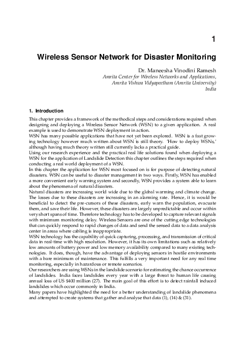 (PDF) Wireless Sensor Network for Disaster Monitoring
