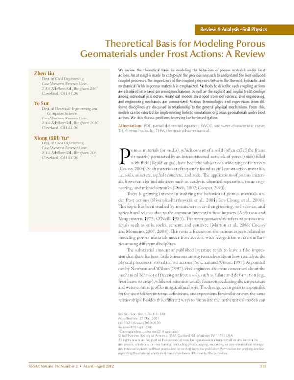 (PDF) Theoretical Basis for Modeling Porous Geomaterials under Frost ...