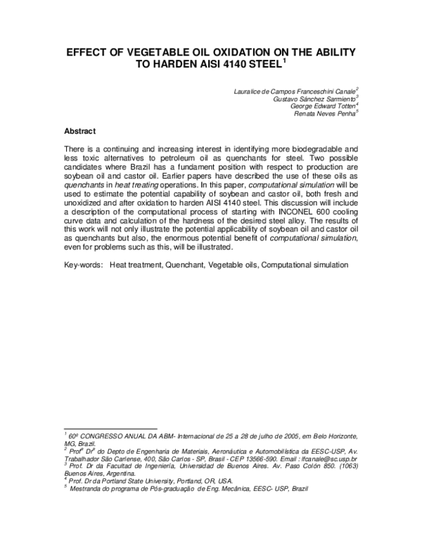 (PDF) EFFECT OF VEGETABLE OIL OXIDATION ON THE ABILITY TO HARDEN AISI ...