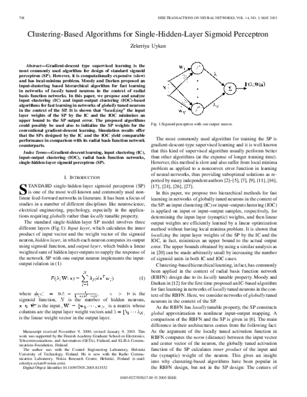 (PDF) Clustering-based algorithms for single-hidden-layer sigmoid ...
