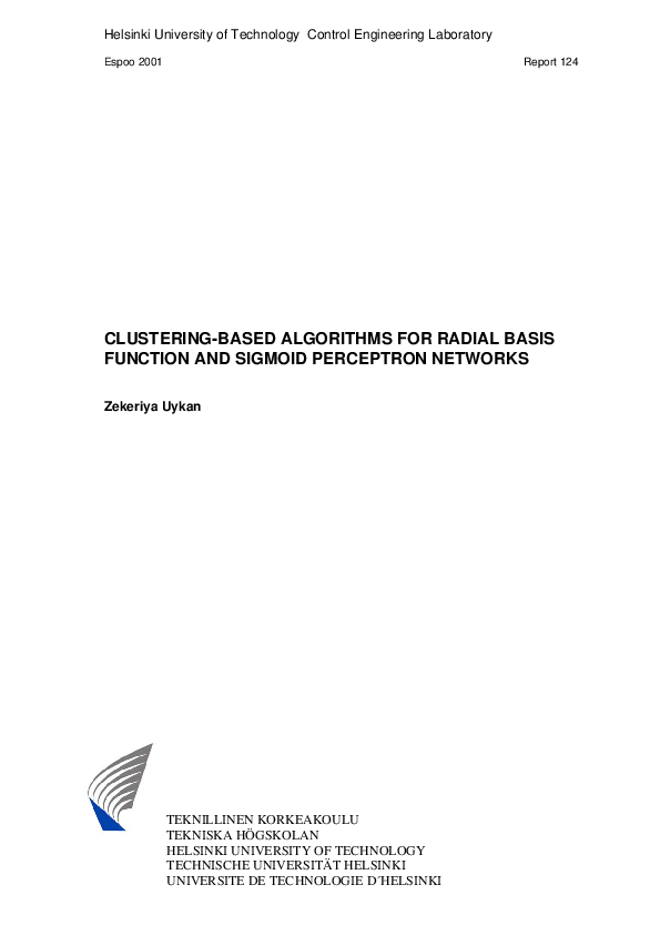 (PDF) Clustering-Based Algorithms for Radial Basis Function and Sigmoid Perceptron Networks