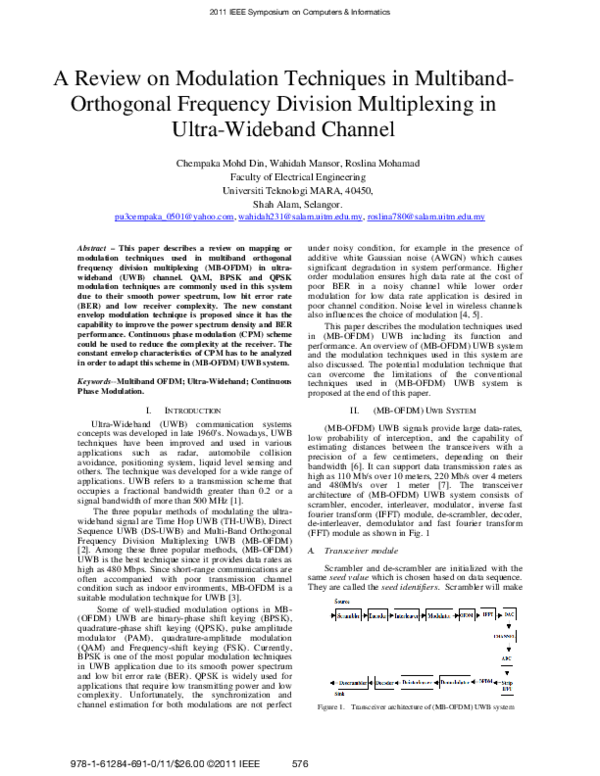 (PDF) A review on modulation techniques in multiband-orthogonal frequency division multiplexing ...