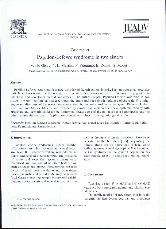 (PDF) Papillon-Lefevre syndrome in two sisters
