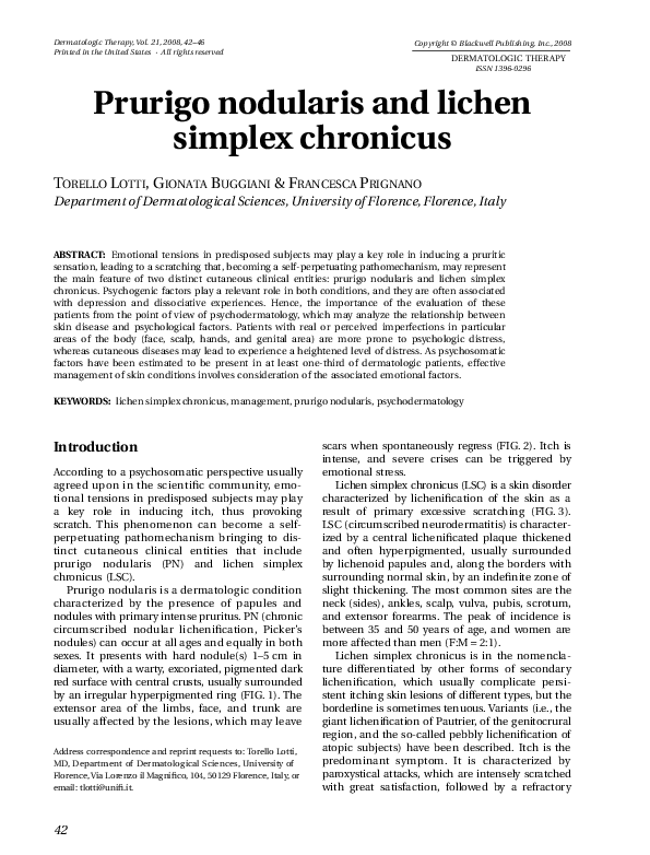 (PDF) Prurigo nodularis and lichen simplex chronicus