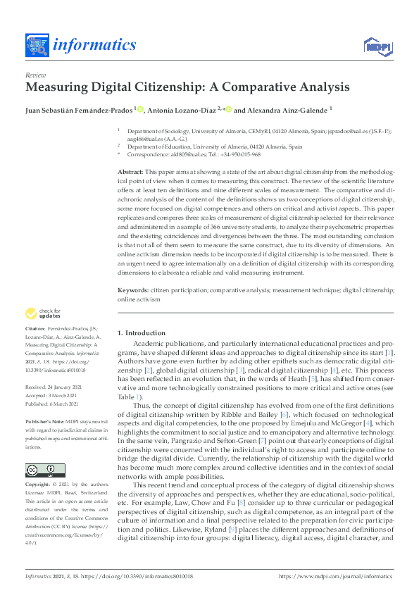 (PDF) Measuring Digital Citizenship: A Comparative Analysis