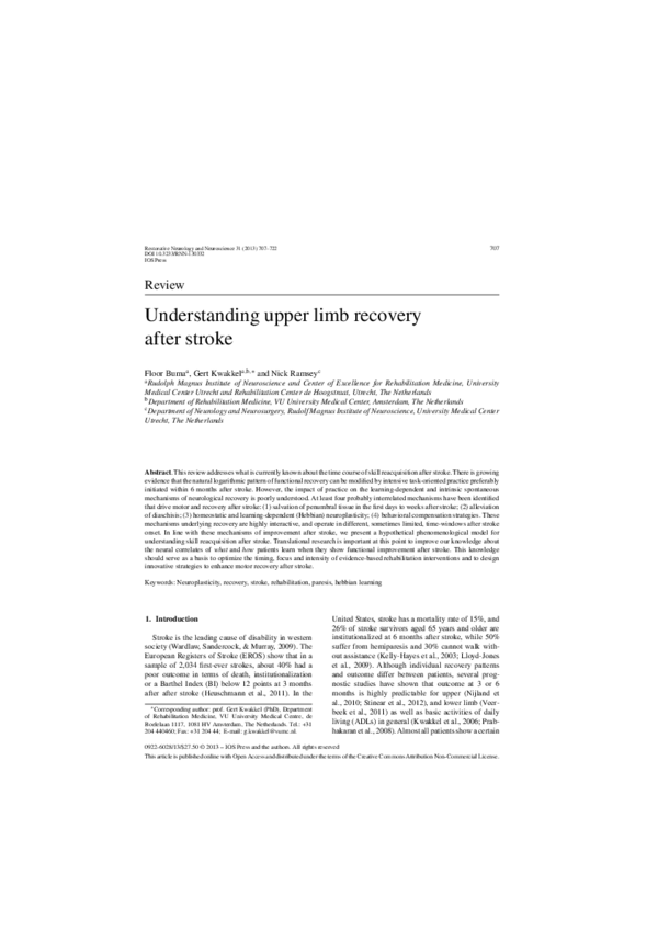 (PDF) Understanding upper limb recovery after stroke