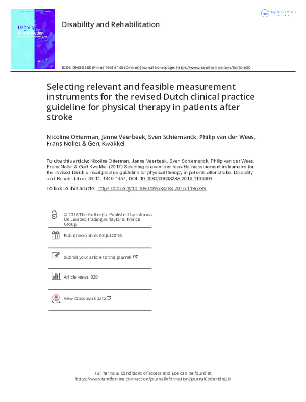 (PDF) Selecting relevant and feasible measurement instruments for the ...