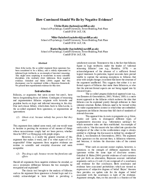 (PDF) How convinced should we be by negative evidence