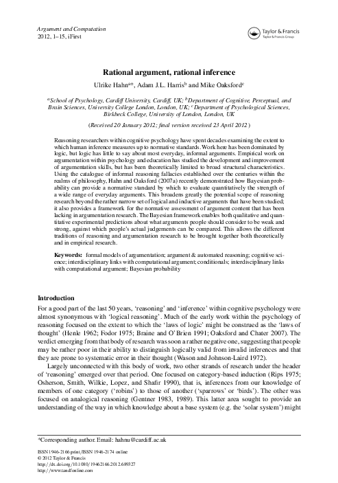(PDF) Rational argument, rational inference