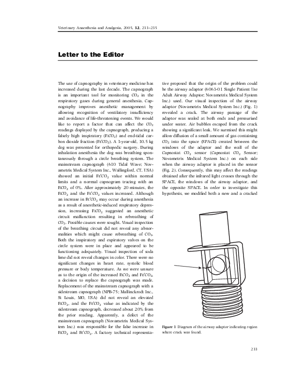 (PDF) Capnography in veterinary medicine