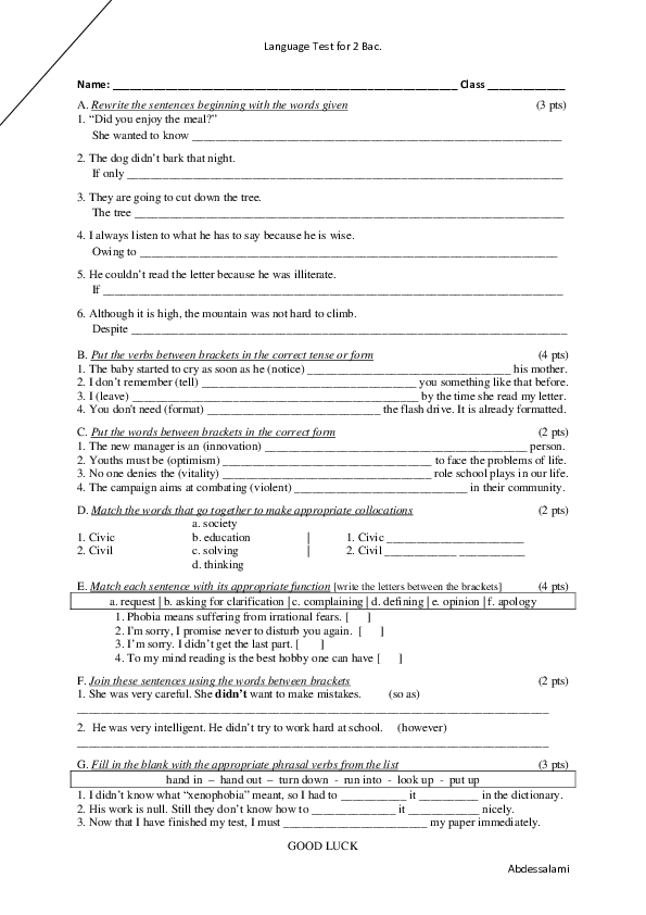 (PDF) 2 Bac. Lge Test (s2) 3/21