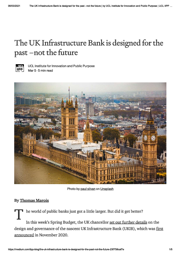 (PDF) The UK Infrastructure Bank is designed for the past –not the future