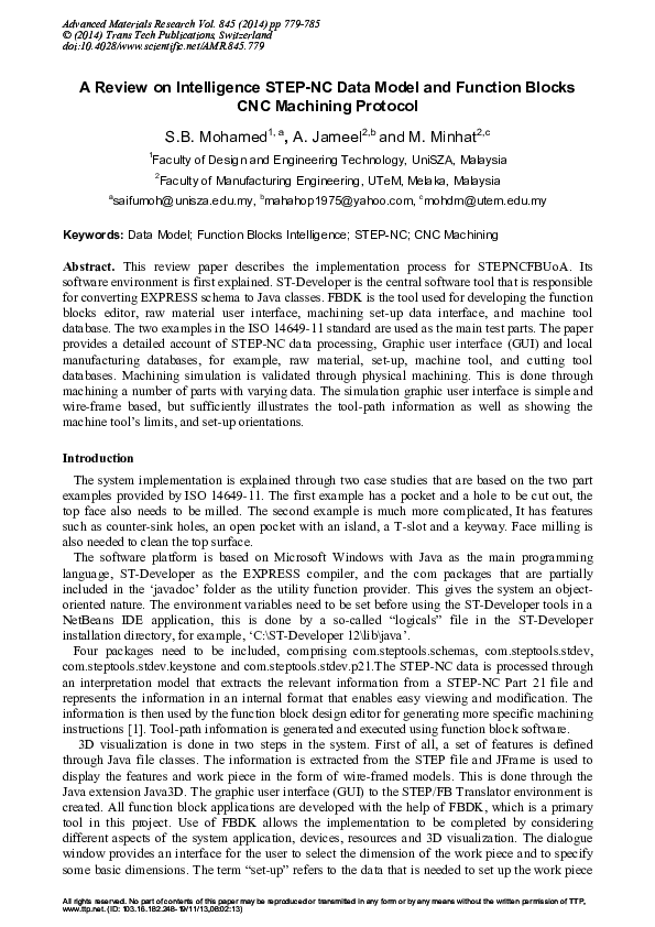 (PDF) A Review on Intelligence STEP-NC Data Model and Function Blocks CNC Machining Protocol