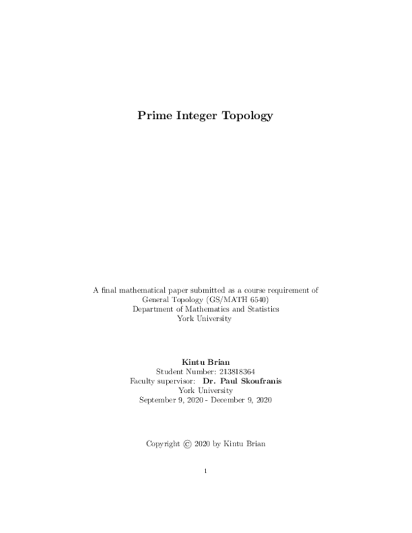 (PDF) Prime Integer Topology