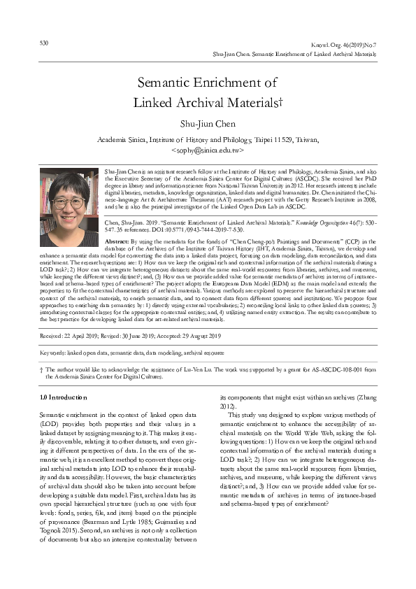 (PDF) Semantic Enrichment of Linked Archival Materials