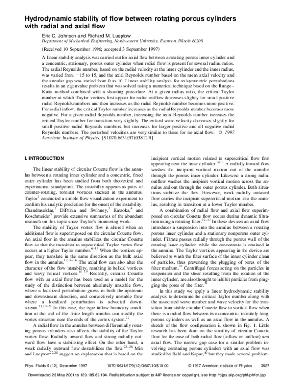 (PDF) Hydrodynamic stability of flow between rotating porous cylinders ...