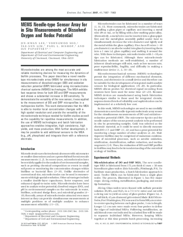 (PDF) MEMS Needle-type Sensor Array for in Situ Measurements of ...